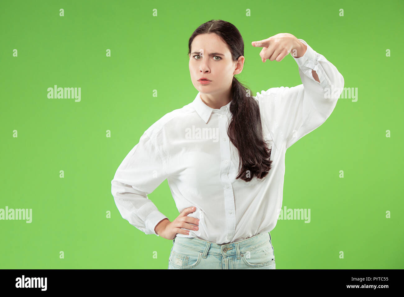 I choose you and order. Overbearing business woman point you, want you ...