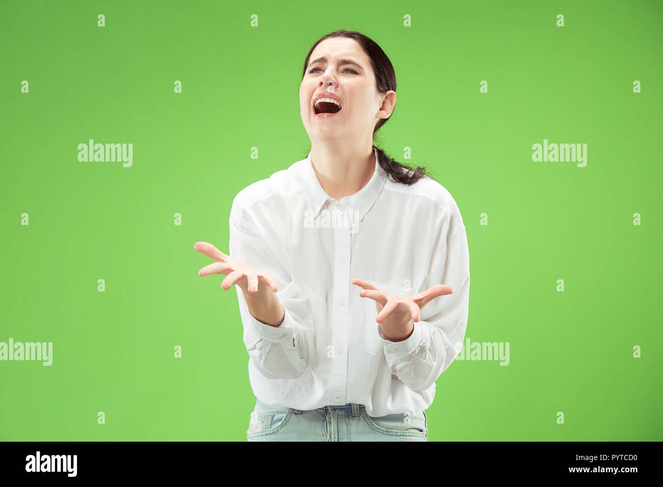 Why is that. Beautiful female half-length portrait isolated on trendy ...