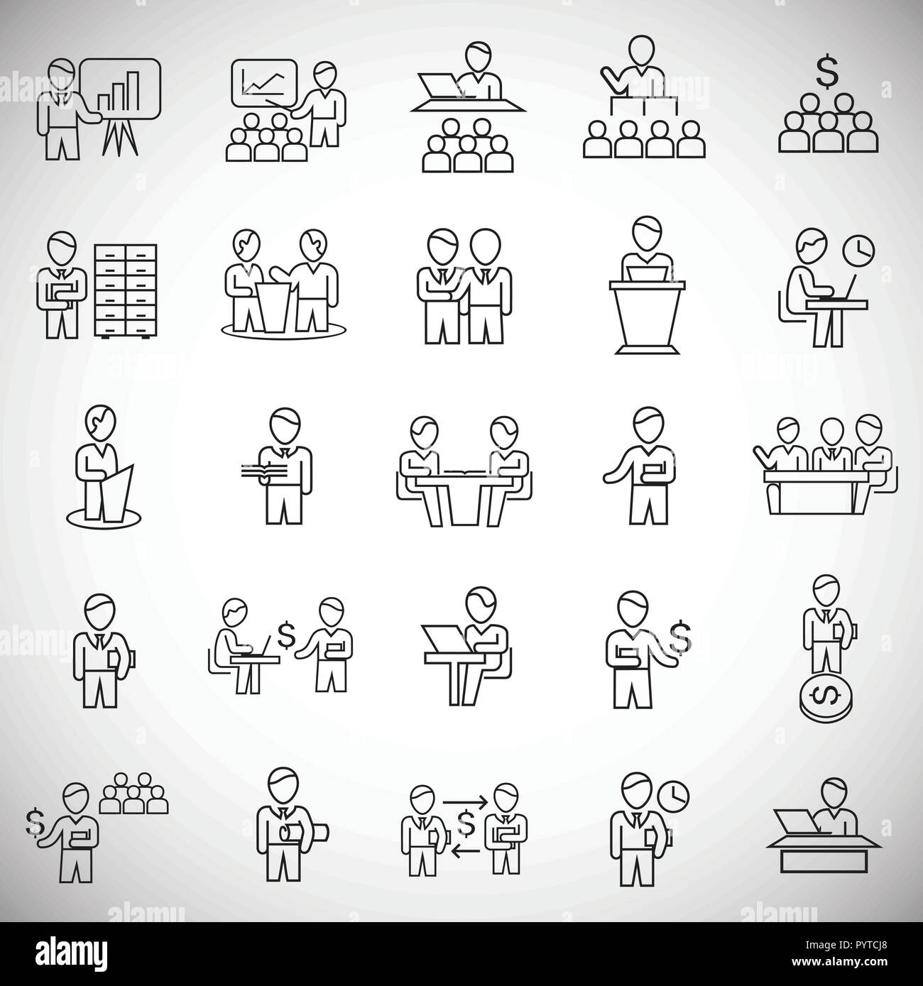 Business collaboration thin line set on white background Stock Vector ...