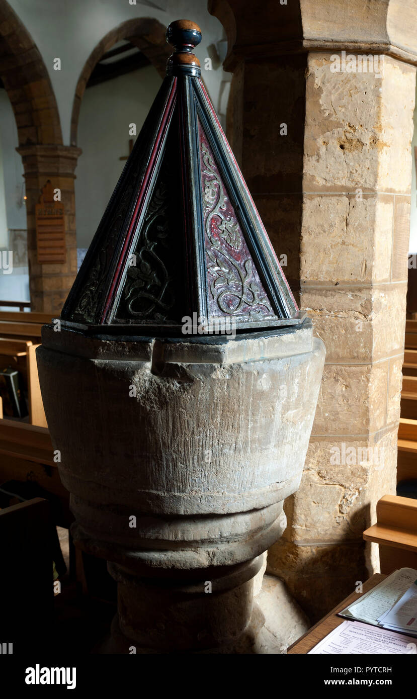 The font in St. Peter and St. Paul`s Church, Nether Heyford ...
