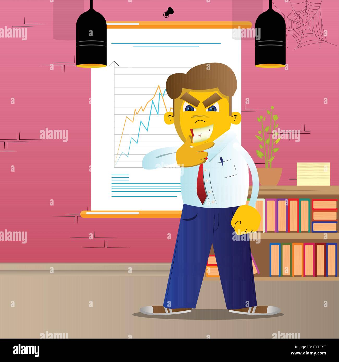 Yellow man thinking or pointing to his left side. Vector cartoon ...
