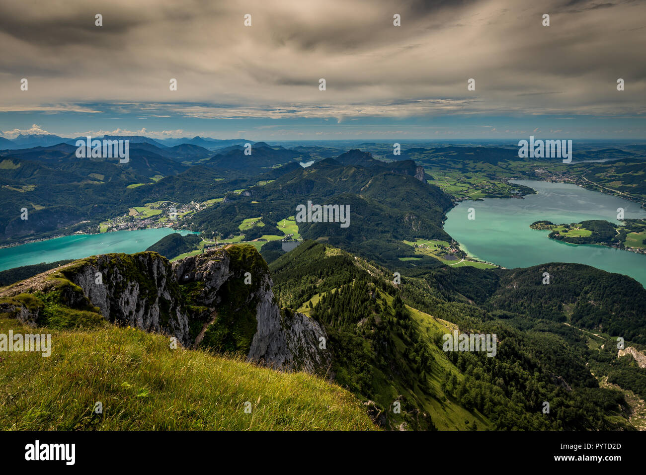 Mountain landscape on the top of the hiking trail to the Schafberg and ...