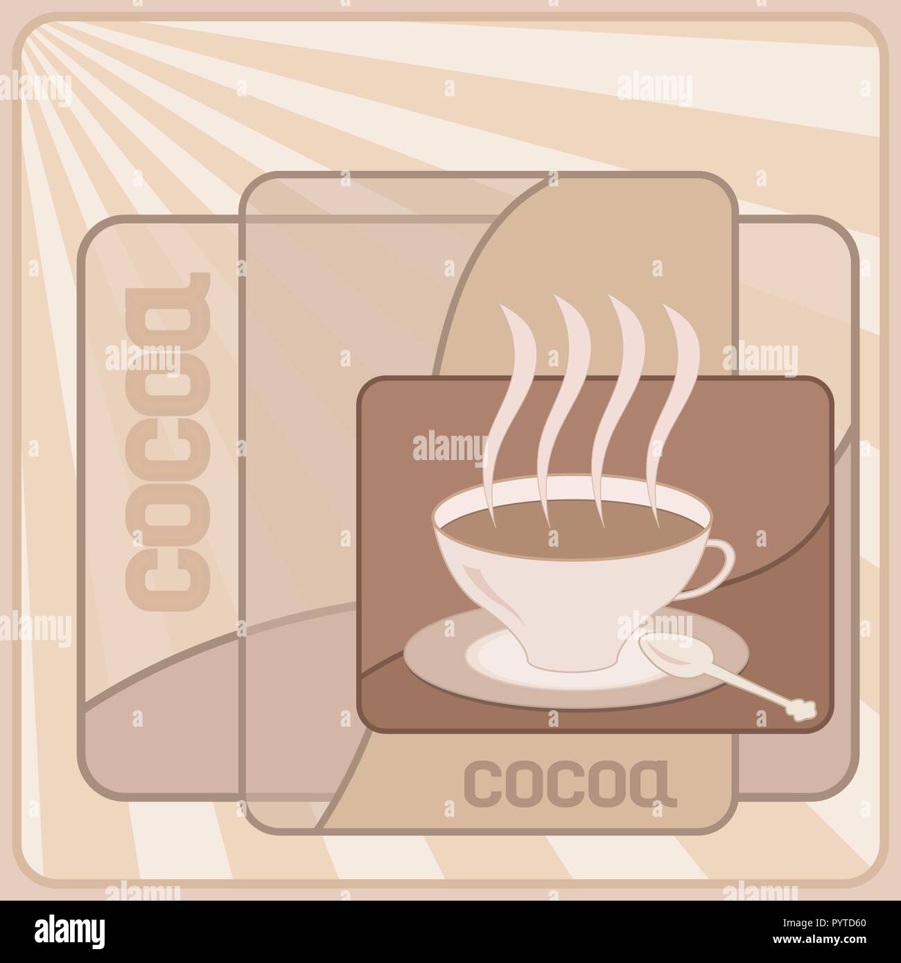 Cocoa cup on the cocoa color backgrounds. Hand drawing vector ...