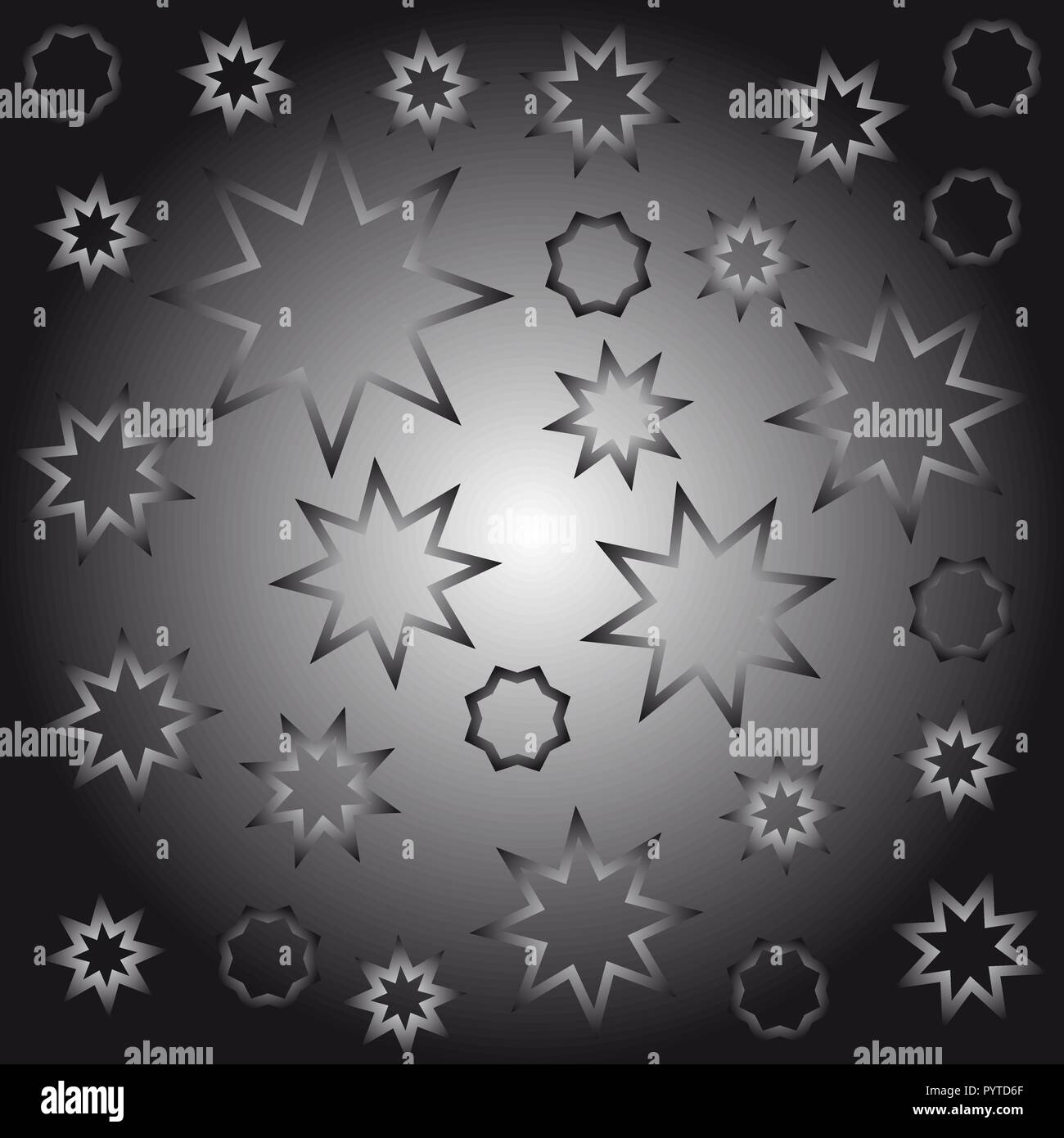 Abstract octagonal stars black and white vector illustration Stock ...