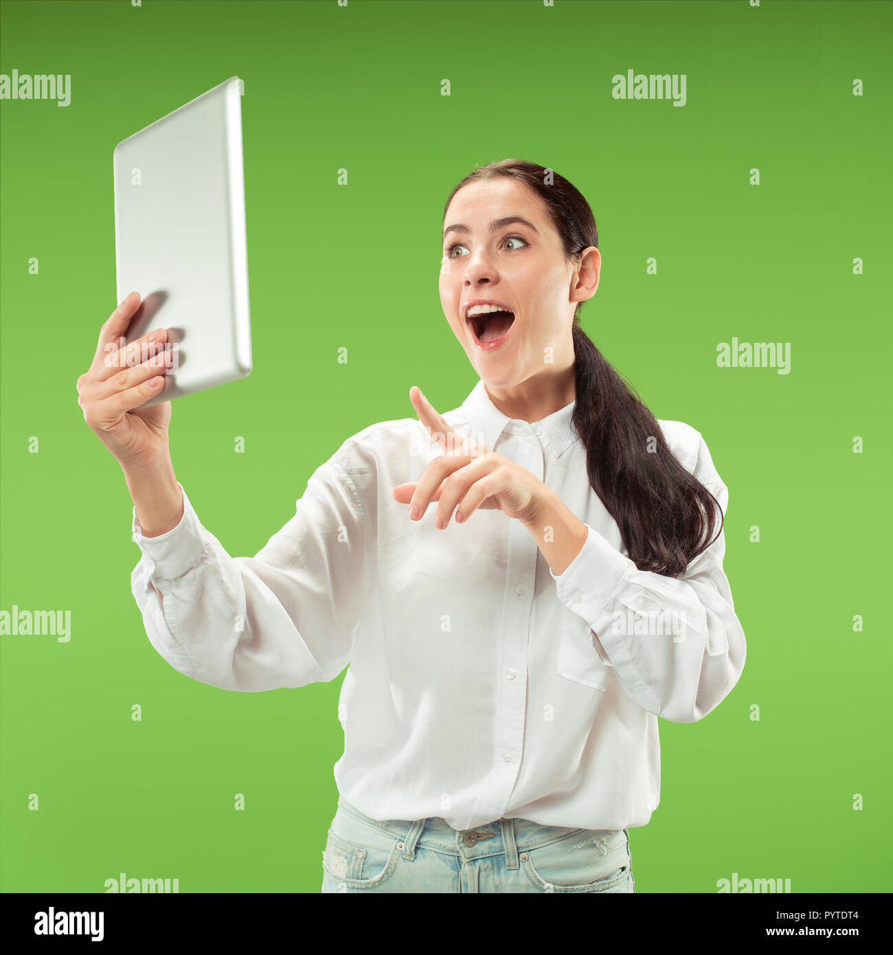 Businesswoman with laptop. Love to computer concept. Attractive female ...