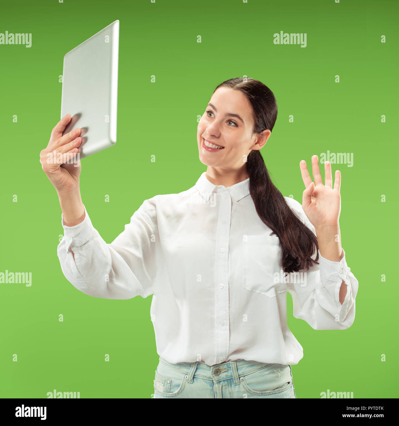 Businesswoman with laptop. Love to computer concept. Attractive female ...