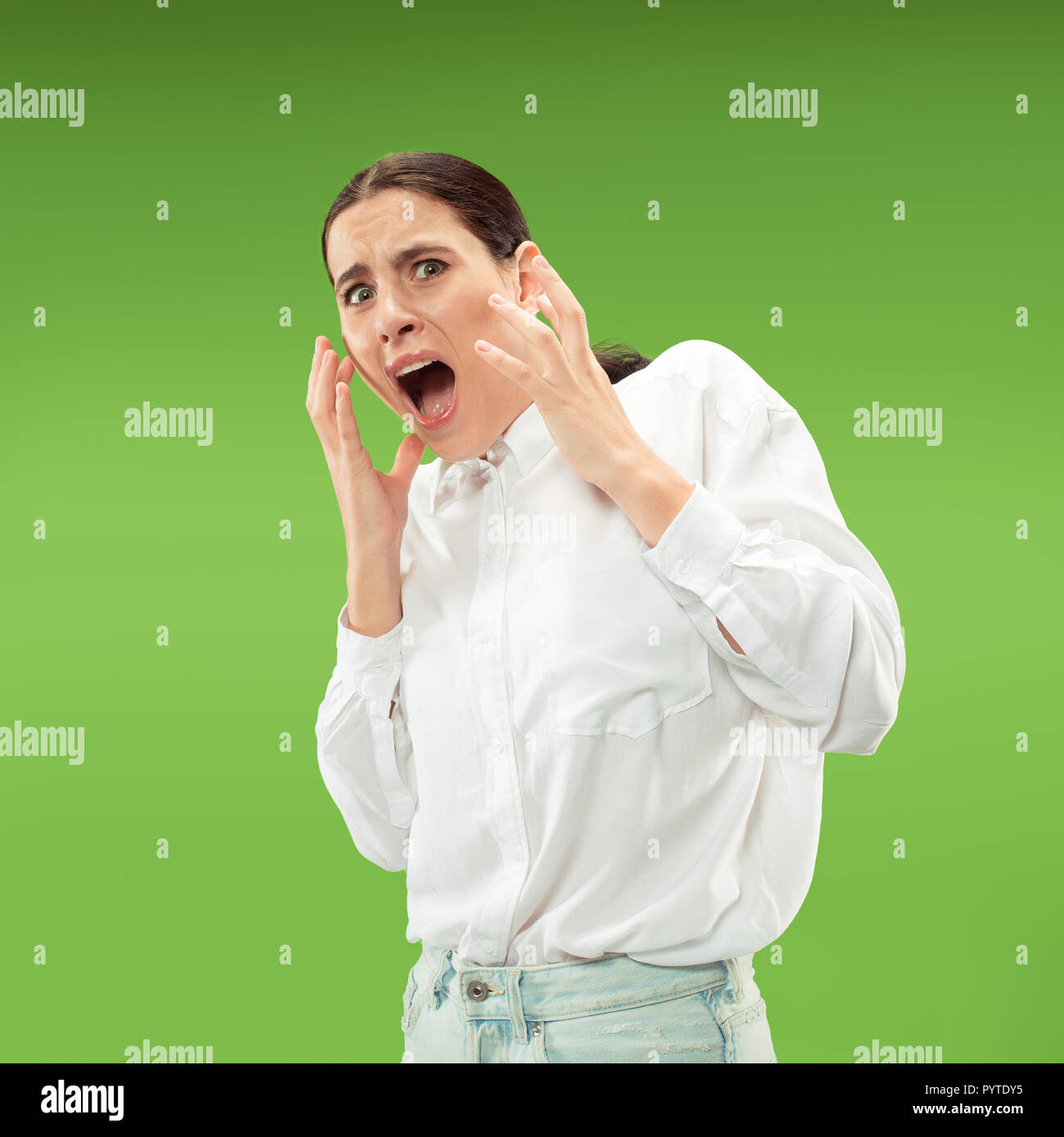 I'm afraid. Fright. Portrait of the scared woman. Business woman ...