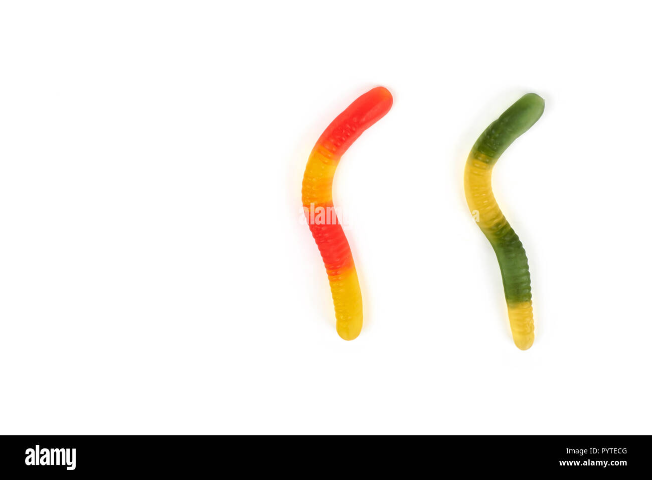 gummy jelly worm candy on a white background Stock Photo - Alamy