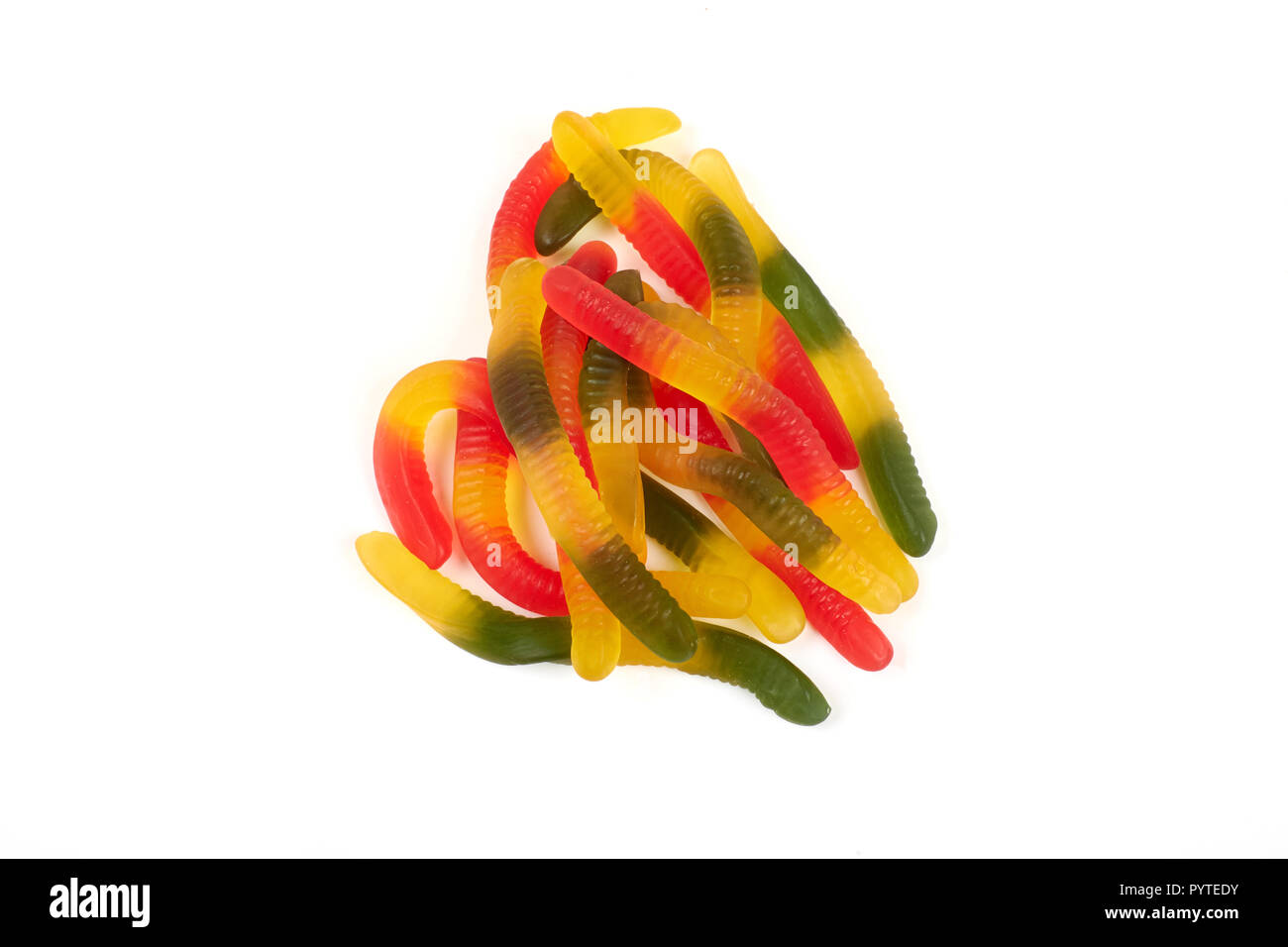 gummy jelly worm candy on isolated on white background Stock Photo - Alamy