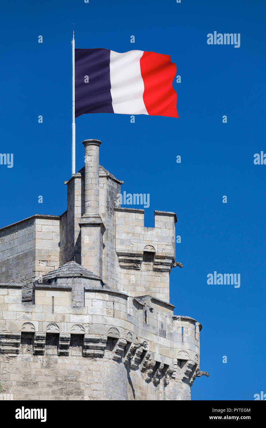 The French national flag flying from the tower of La Tour de la ...