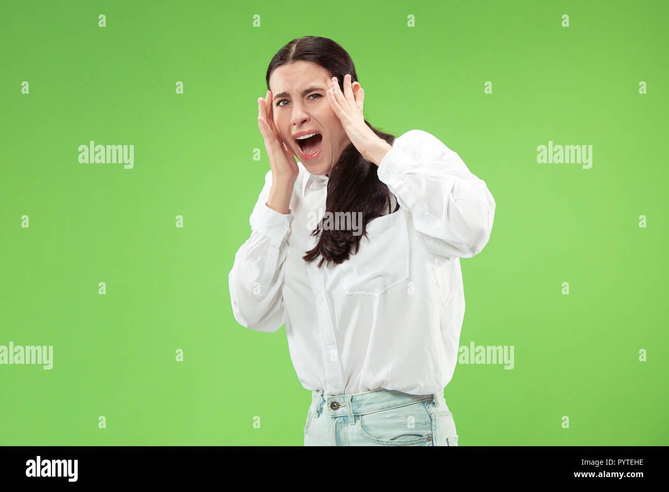 I'm afraid. Fright. Portrait of the scared woman. Business woman ...