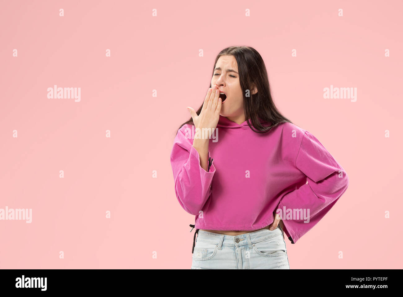 I am tired of everything. Bored woman. Boring, dull, tedious concept ...