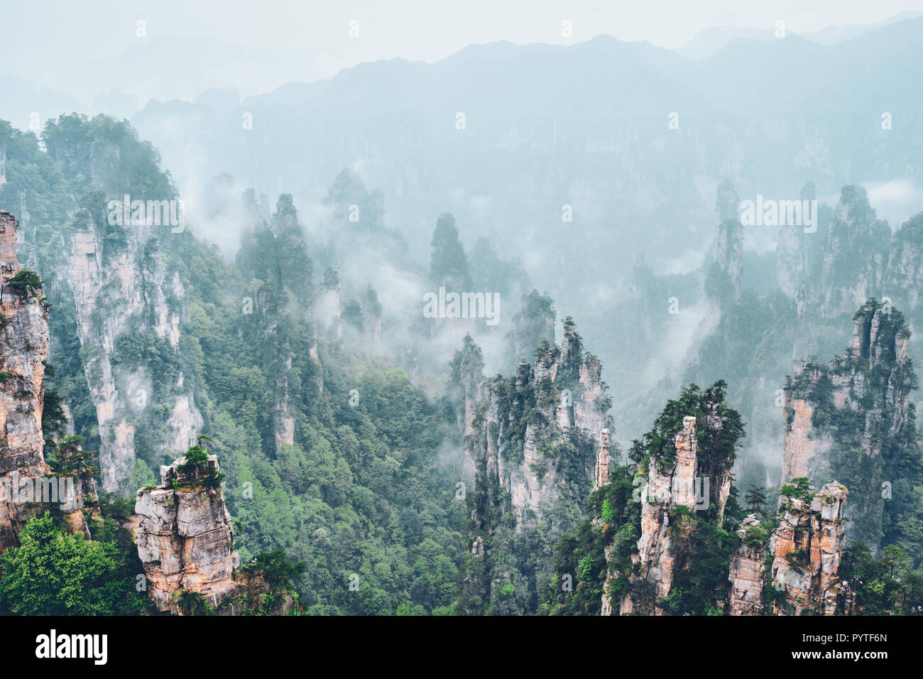 Famous tourist attraction of China - Zhangjiajie stone pillars cliff ...