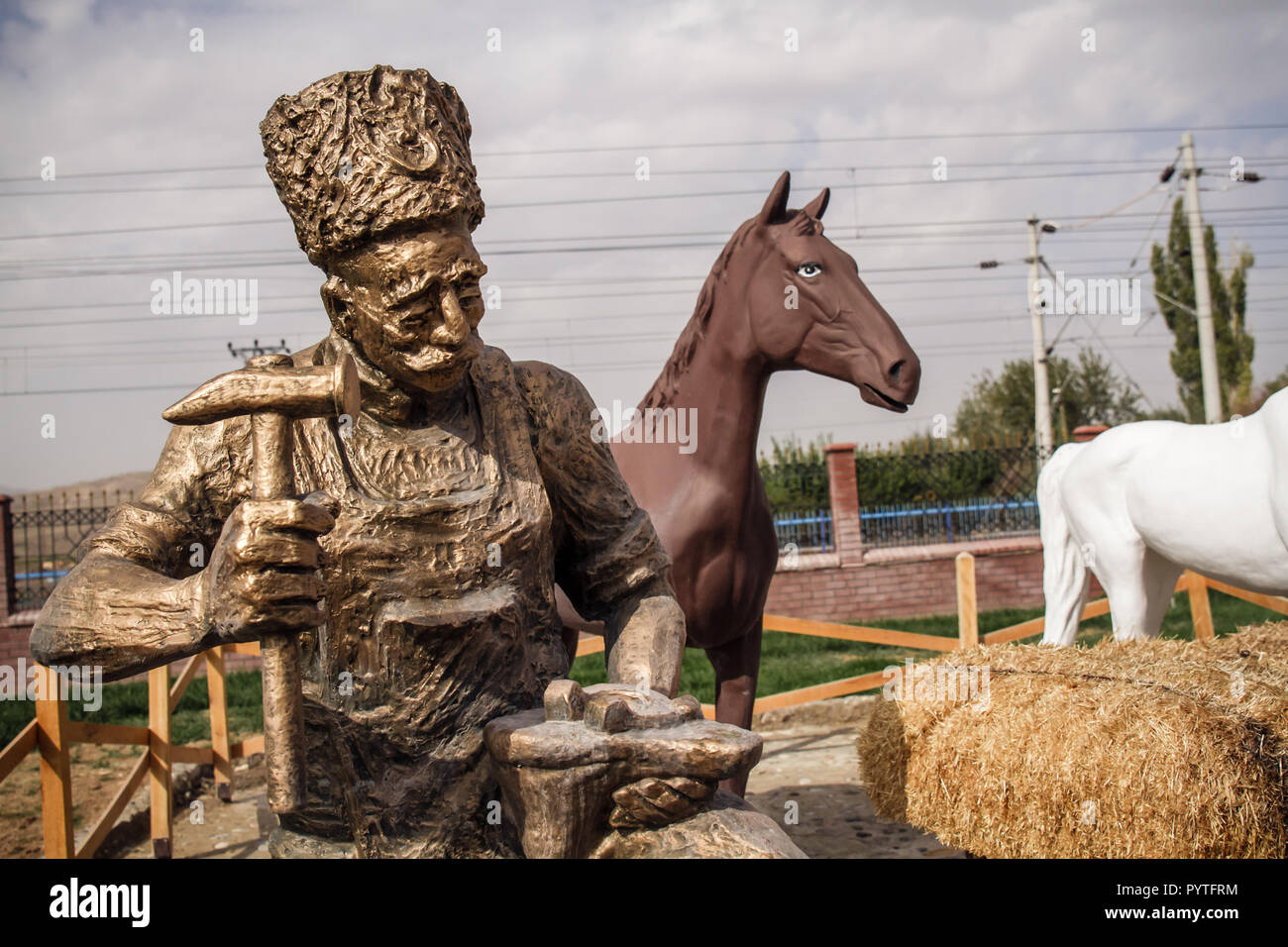 ANKARA, TURKEY - OCT 20, 2018: Bronze statue of Independence War heroes ...