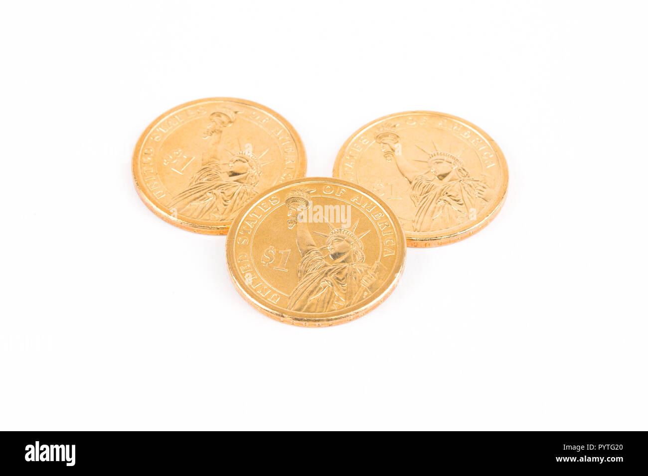 American coins on a white background Stock Photo - Alamy