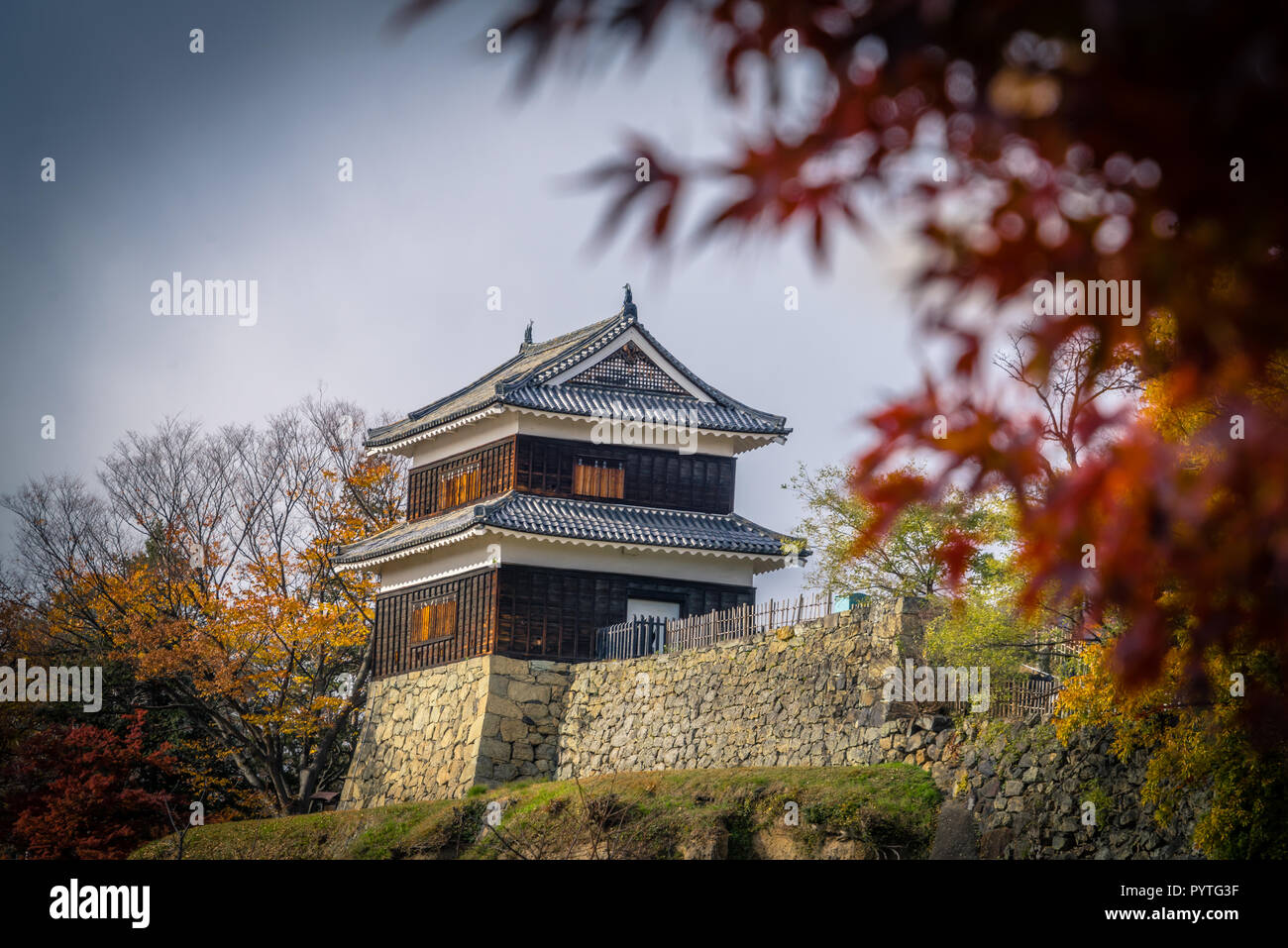 A mix of nature and history at Ueda Castle Stock Photo - Alamy