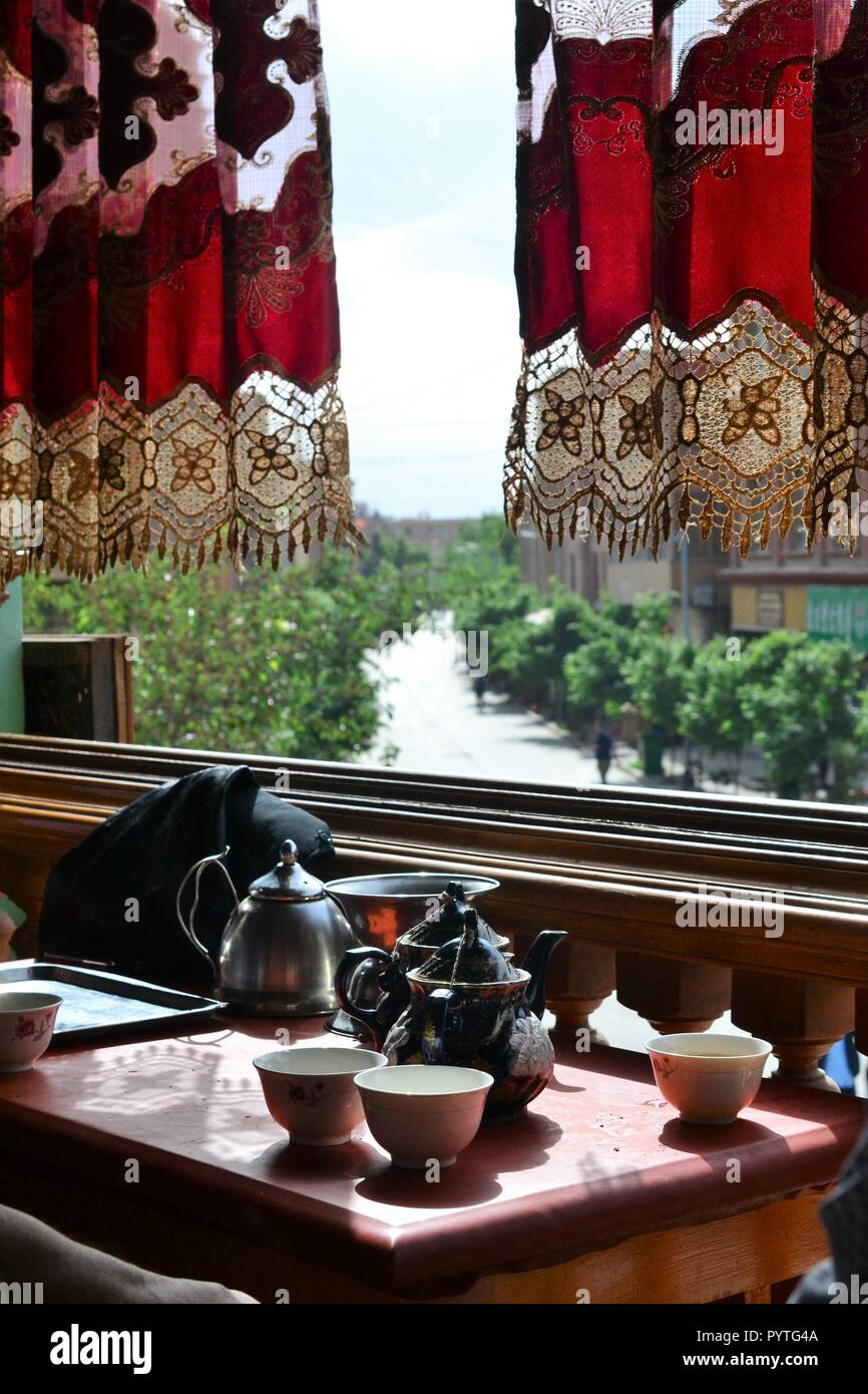 100 year old tea house in Kashgar, Xinjiang China Uyghur autonomous ...