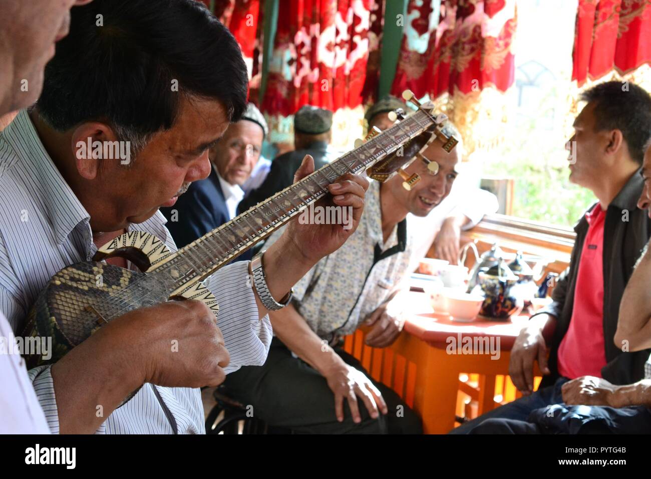 100 year old tea house in Kashgar, Xinjiang China Uyghur autonomous ...