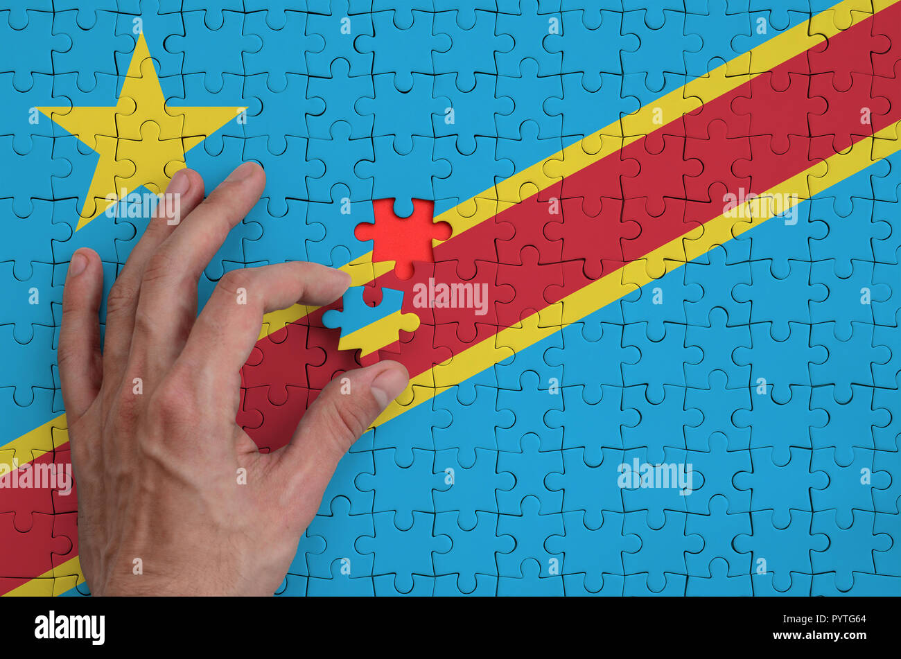 Democratic Republic of the Congo flag is depicted on a puzzle, which ...