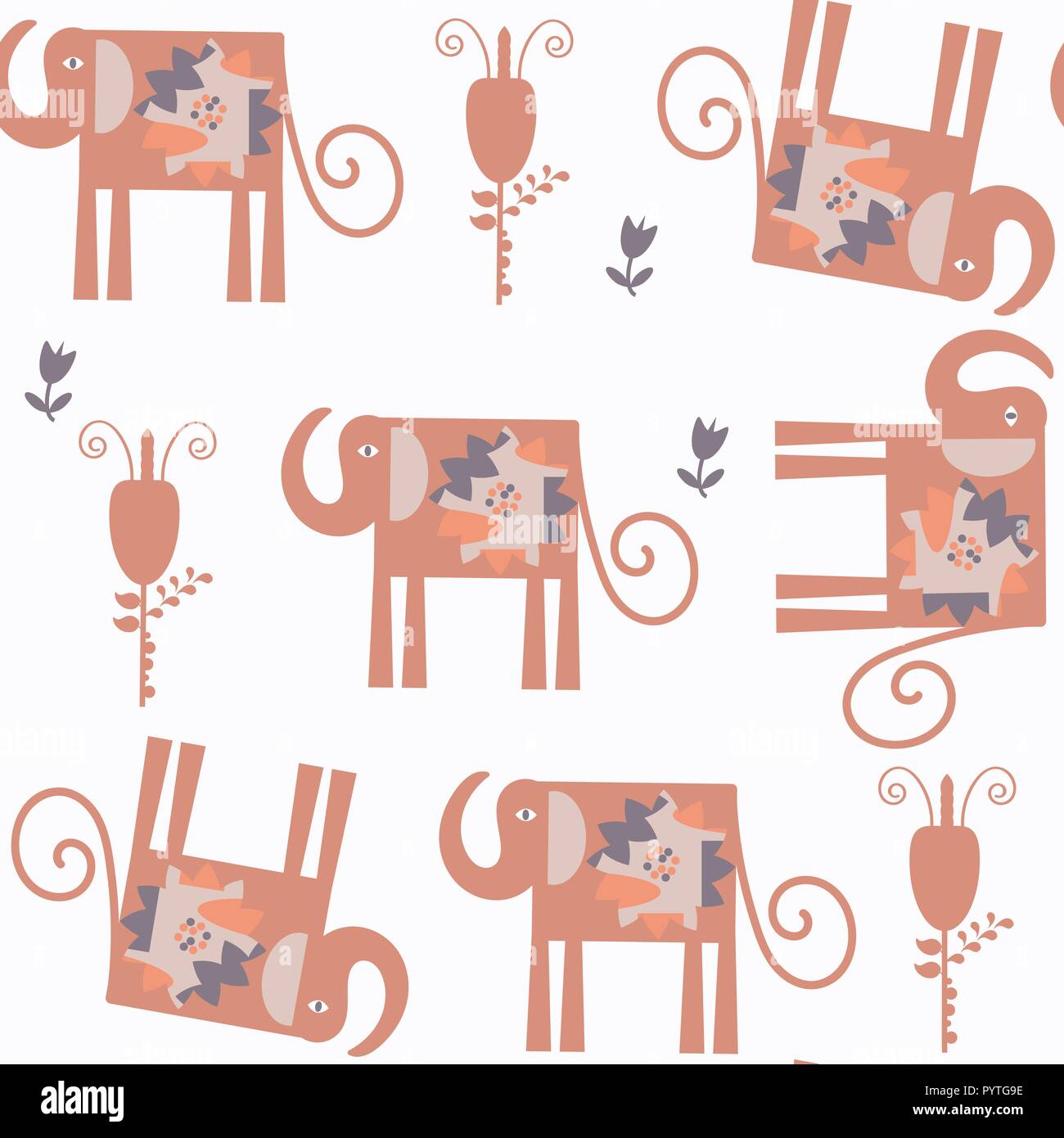 Abstract elephants nature fauna seamless pattern in vector. It is ...