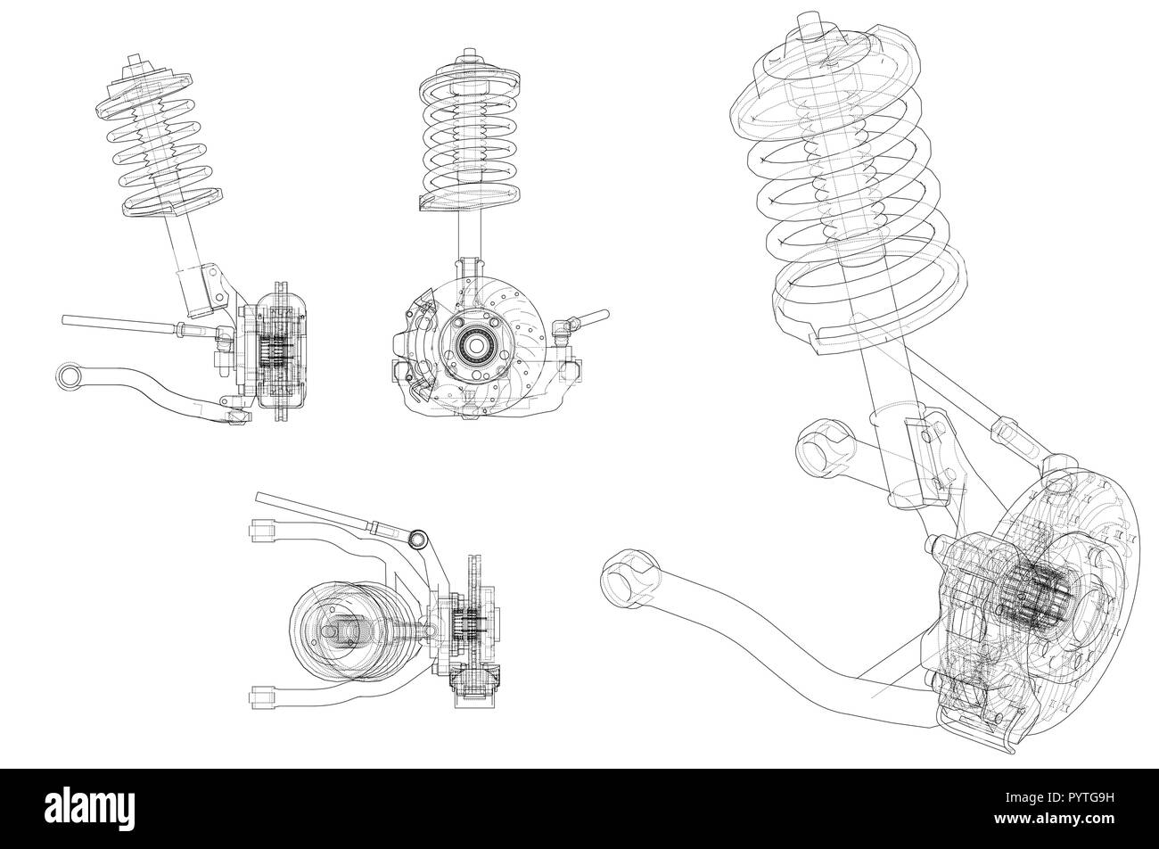Race car spring suspension Cut Out Stock Images & Pictures - Alamy