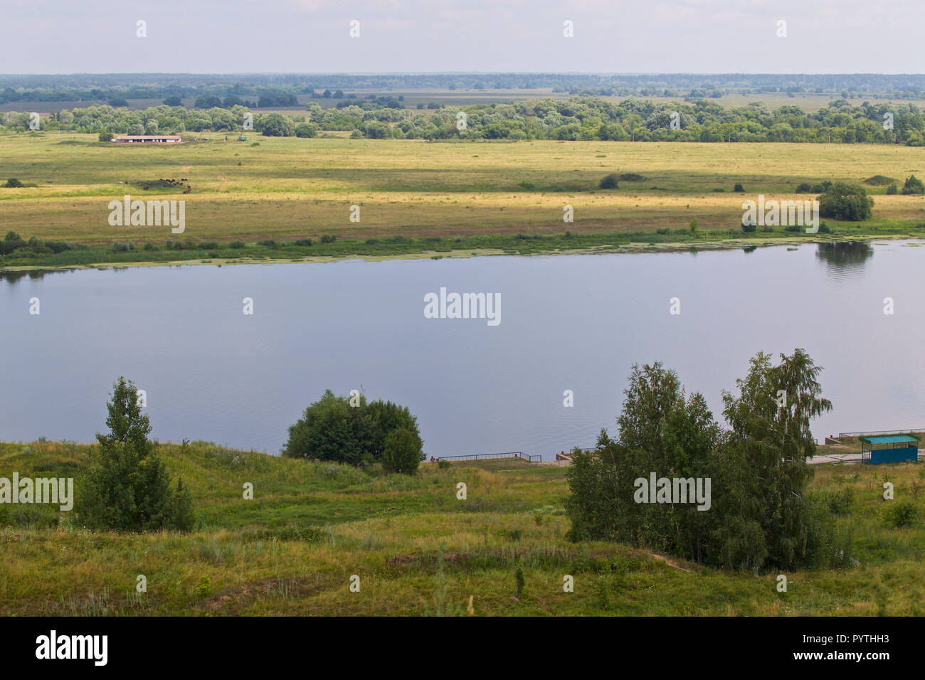 View of the Oka River near the village of Konstantinovo, Ryazan Region ...