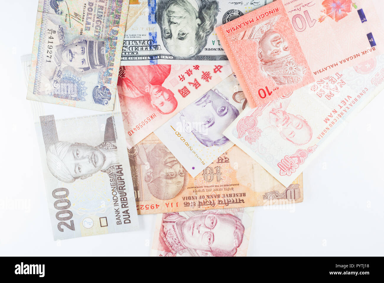 Multiple Currencies banknotes as colorful background showed the global ...