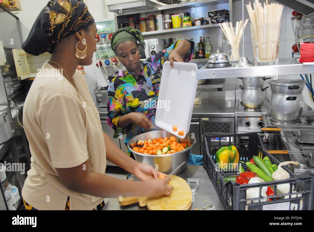 Tuareg immigrant community in Pordenone, northeast Italy; Two women ...