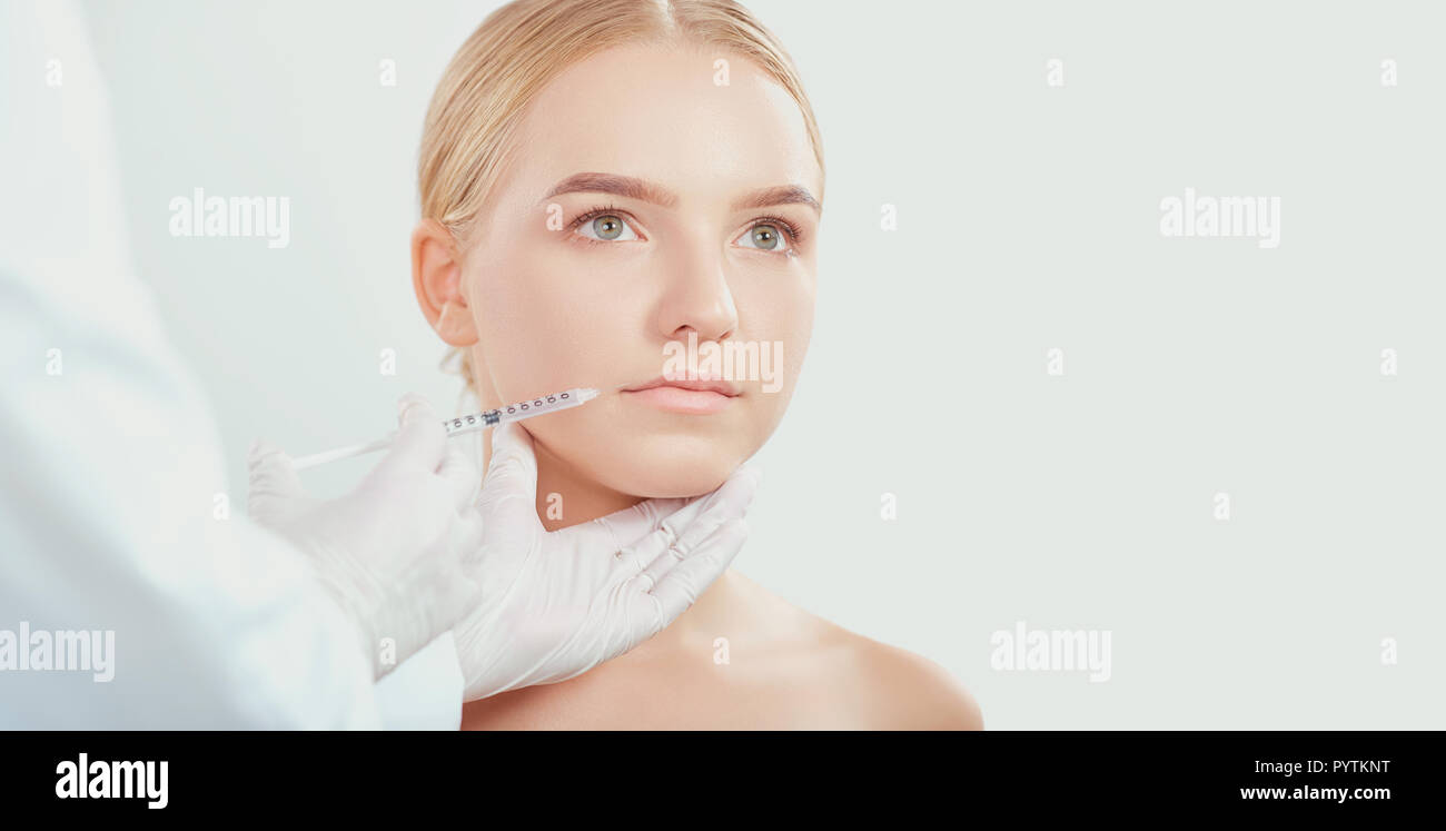 Cosmetic injection, for a woman's face Stock Photo - Alamy