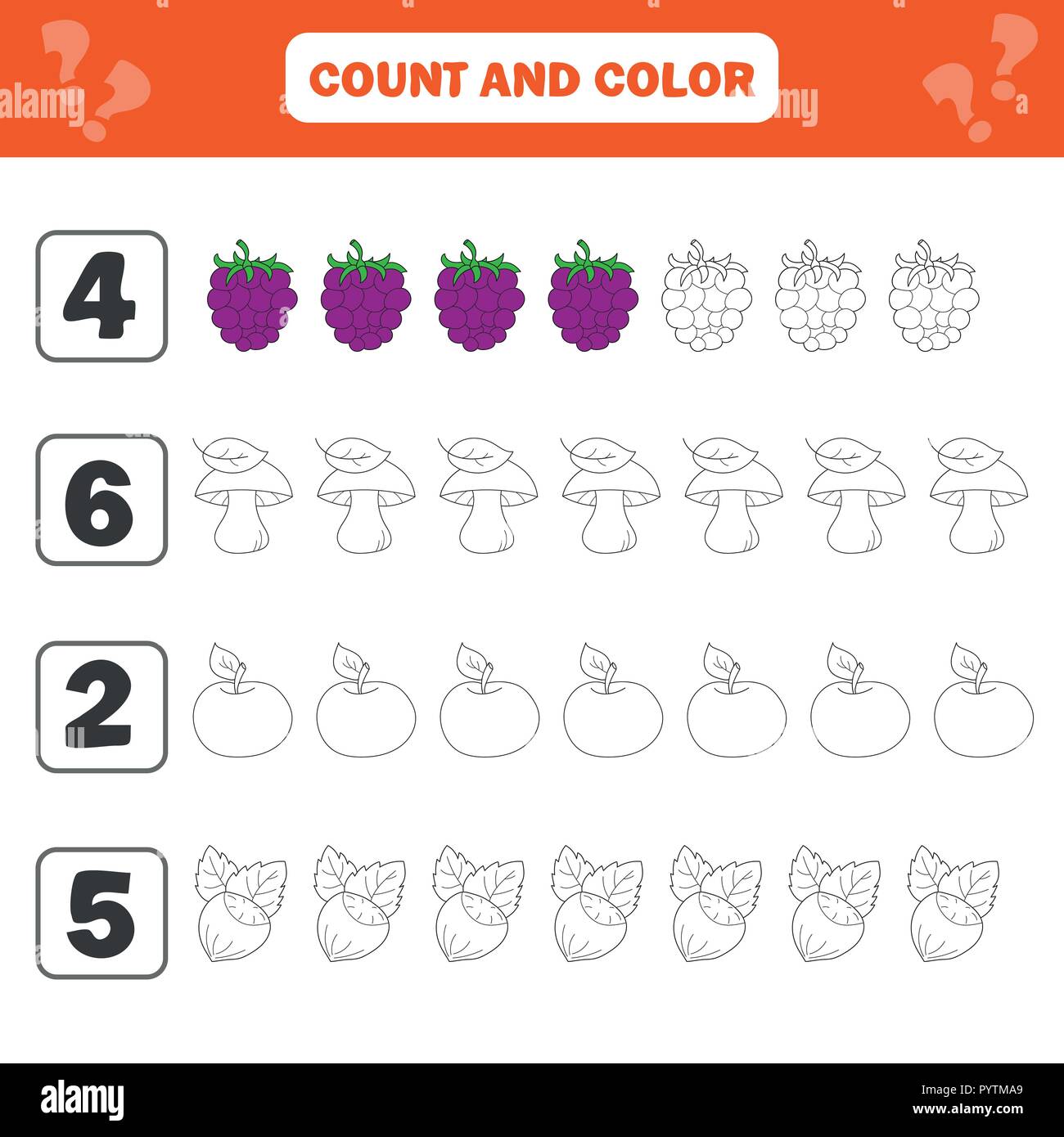 Mathematics worksheet for kids. Count and color educational children ...