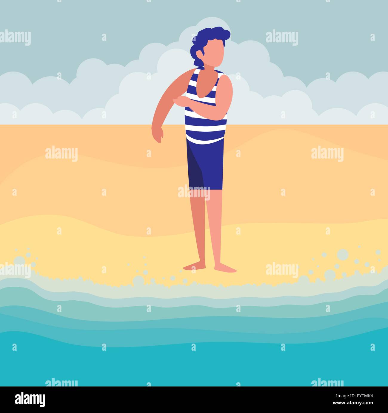 man with beach clothes vector illustration design Stock Vector Image ...