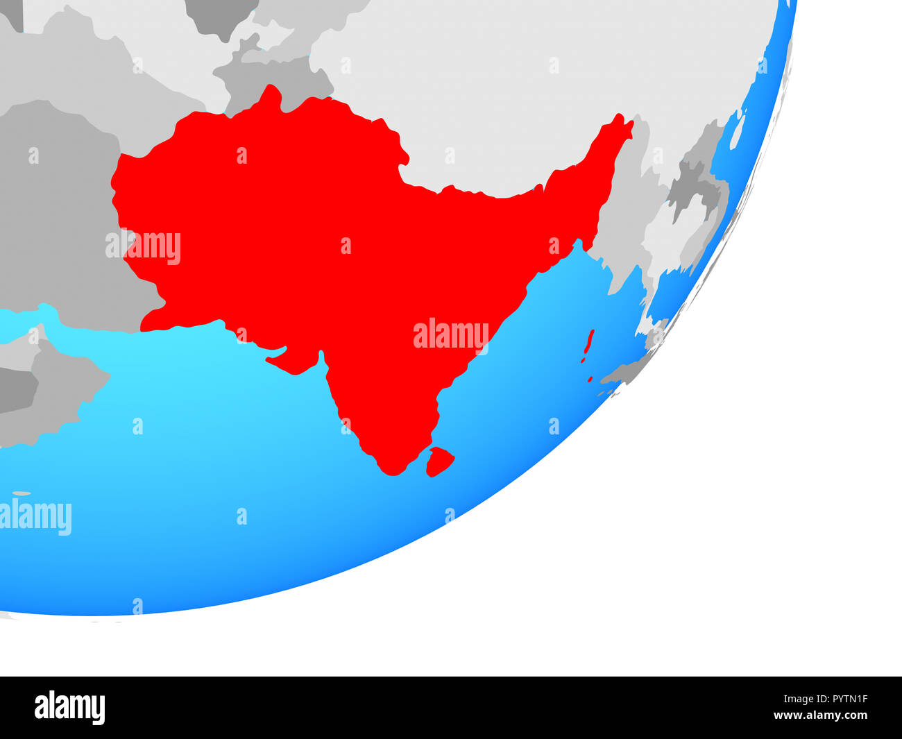 SAARC memeber states on blue political globe. 3D illustration Stock ...