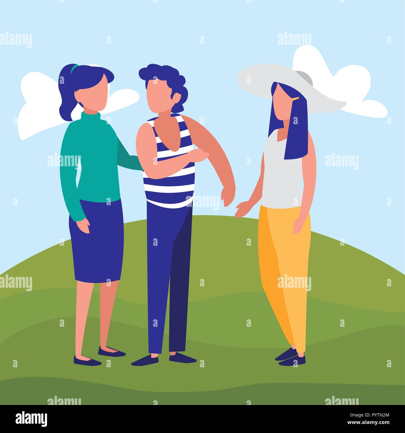 group of young people modeling characters vector illustration design ...