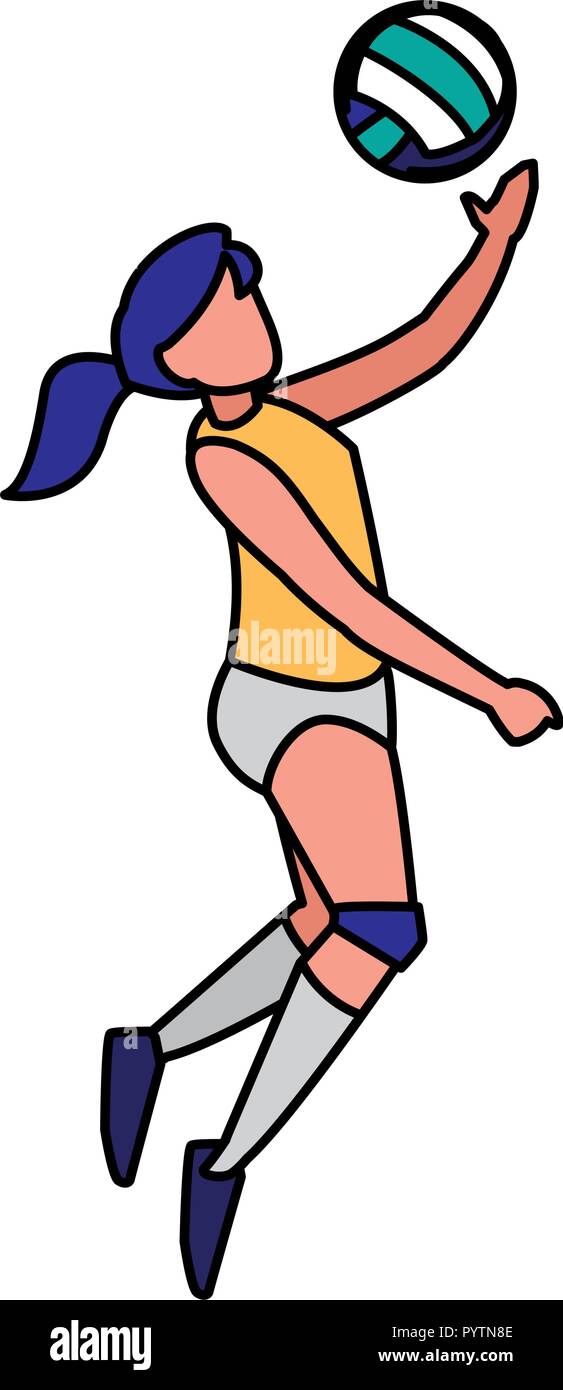 young woman playing volleyball vector illustration design Stock Vector ...