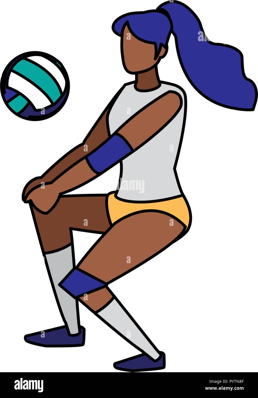 young woman playing volleyball vector illustration design Stock Vector ...