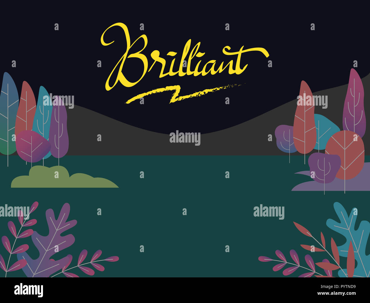 brilliant text banner font hand lettering art style with nature at ...