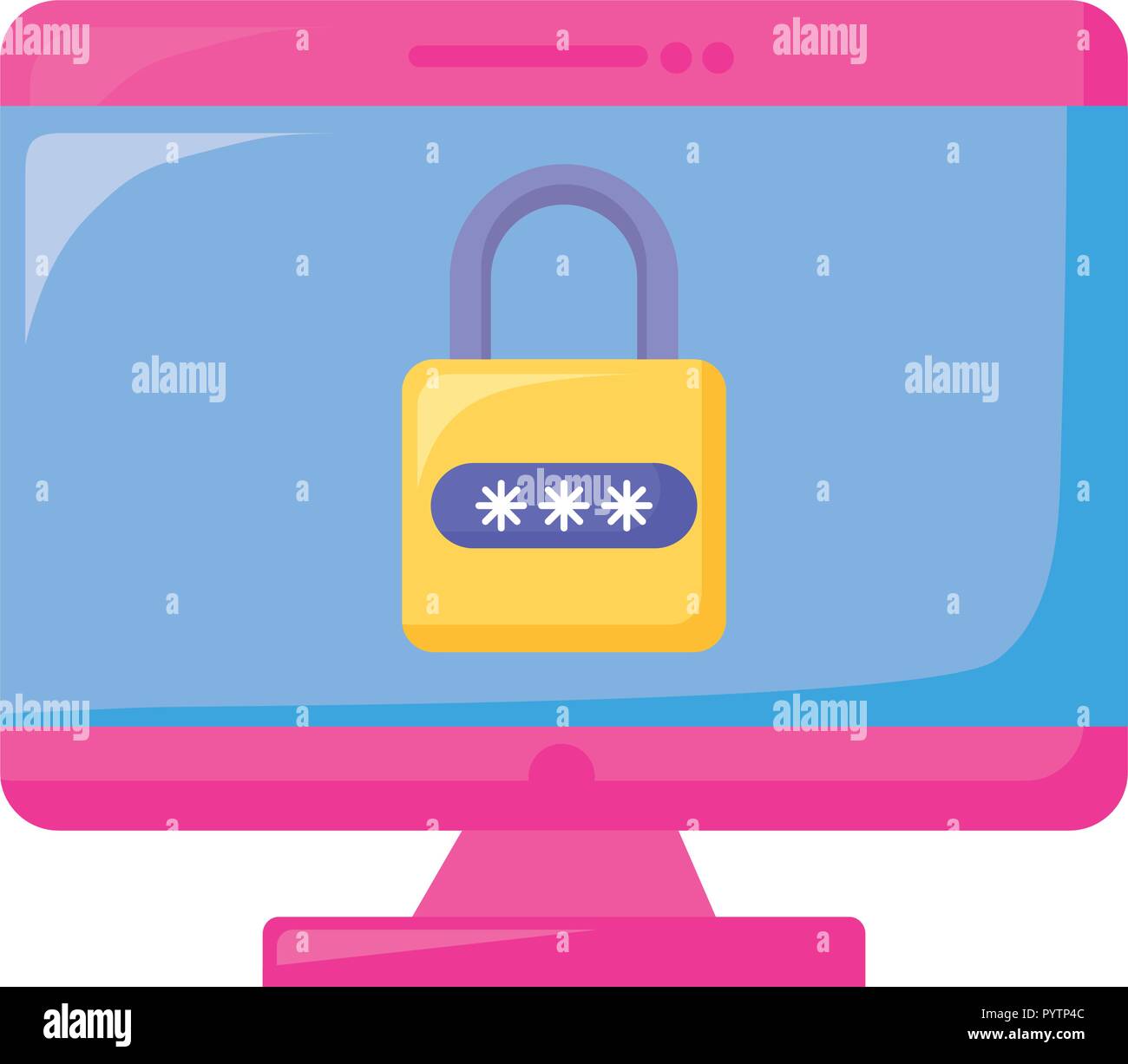 computer with padlock icon over white background, vector illustration ...