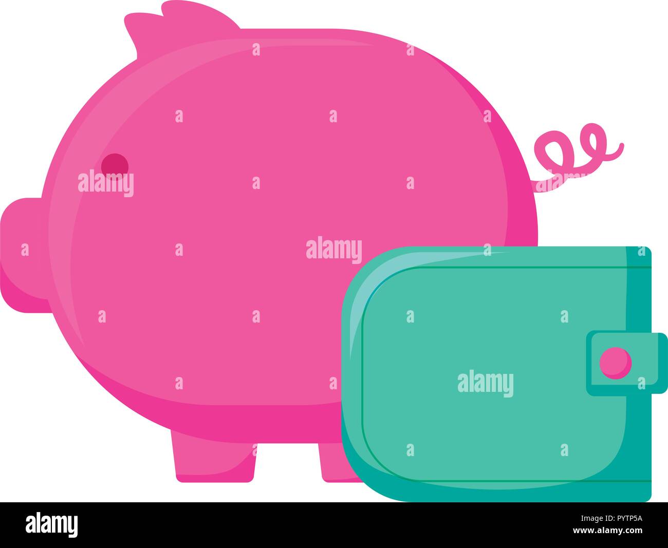 piggy bank and wallet over white background, vector illustration Stock ...