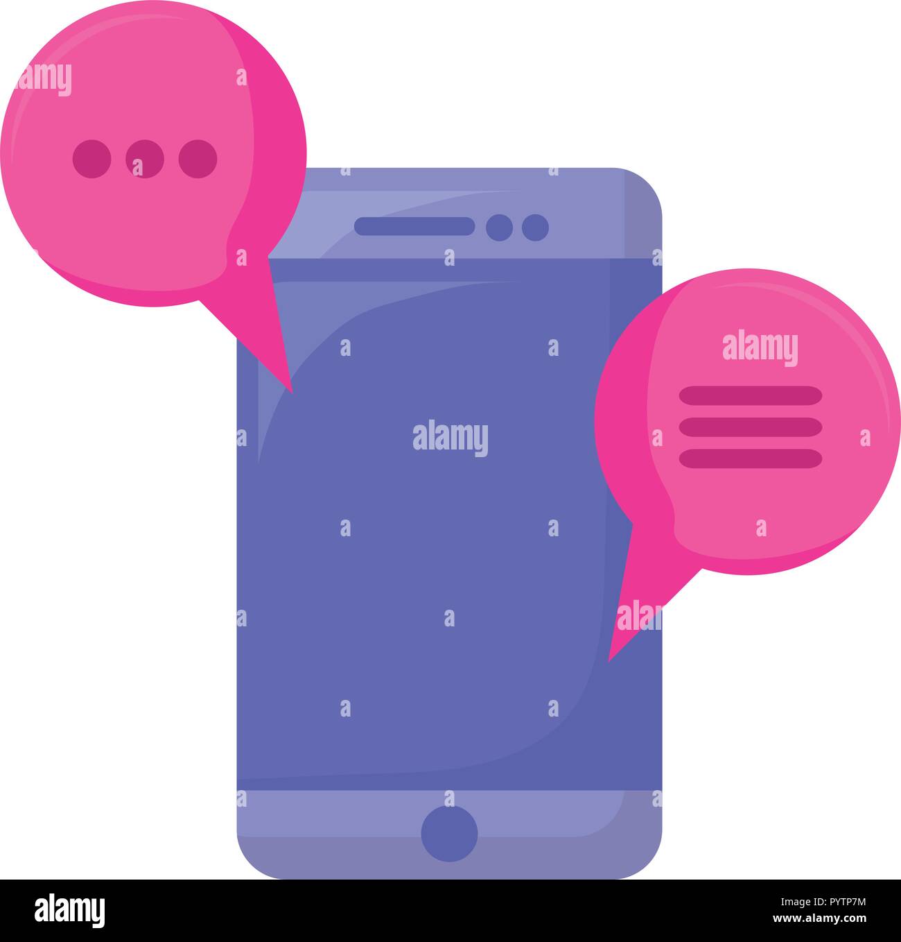 cellphone and speech bubbles over white background, vector illustration ...
