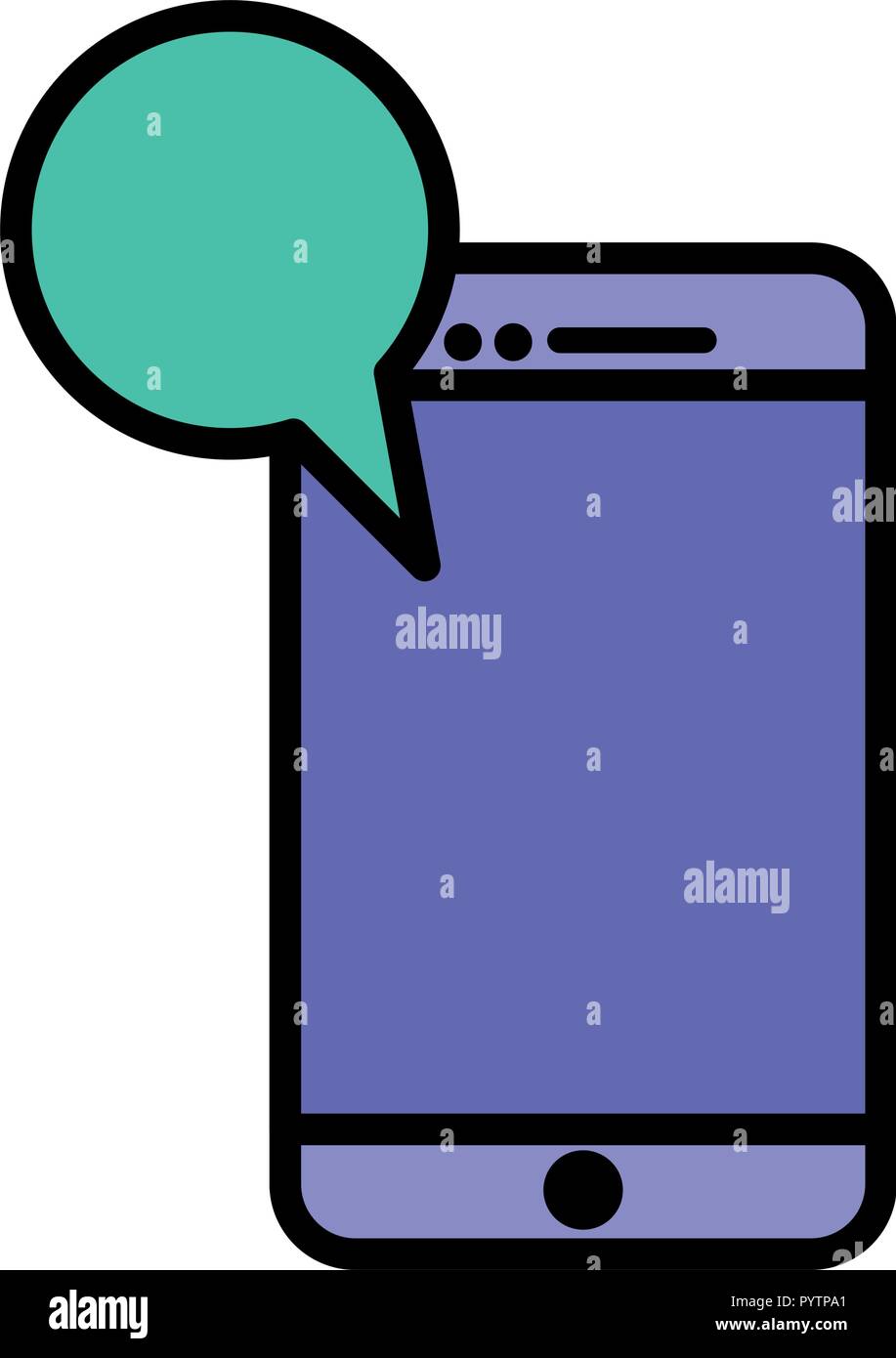 cellphone and speech bubbles over white background, vector illustration ...