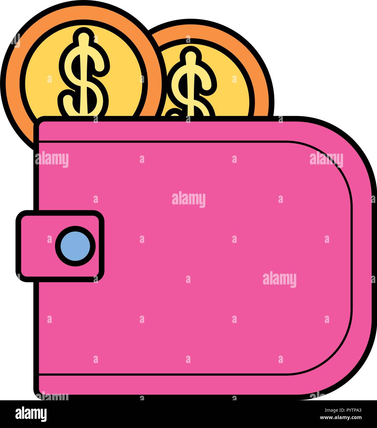 wallet with coins over white background, vector illustration Stock ...