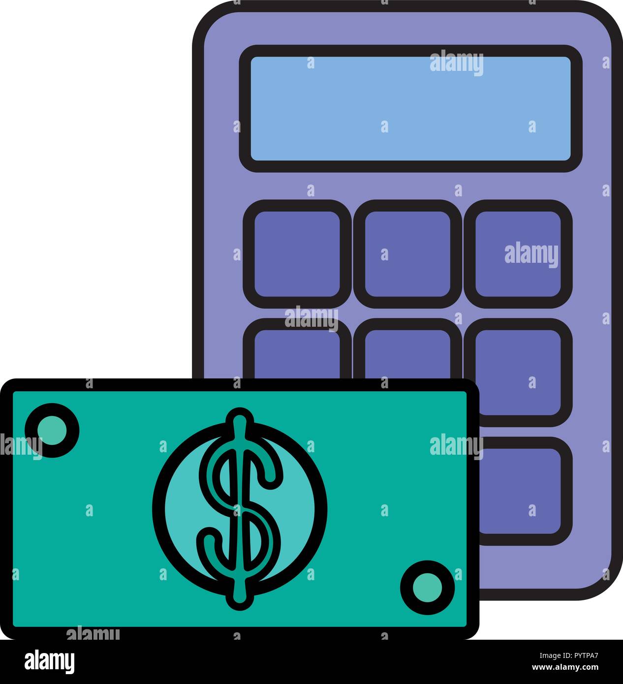 calculator and money bill over white background, vector illustration ...