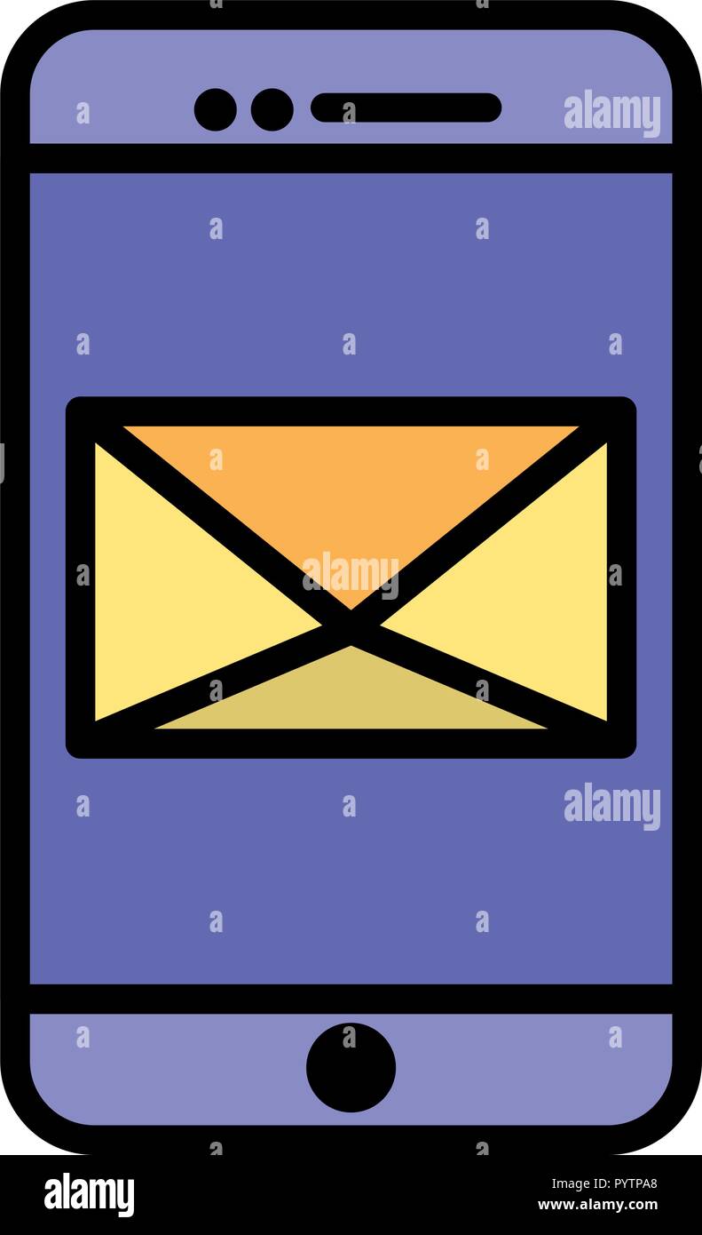 cellphone with envelope icon over white background, vector illustration ...