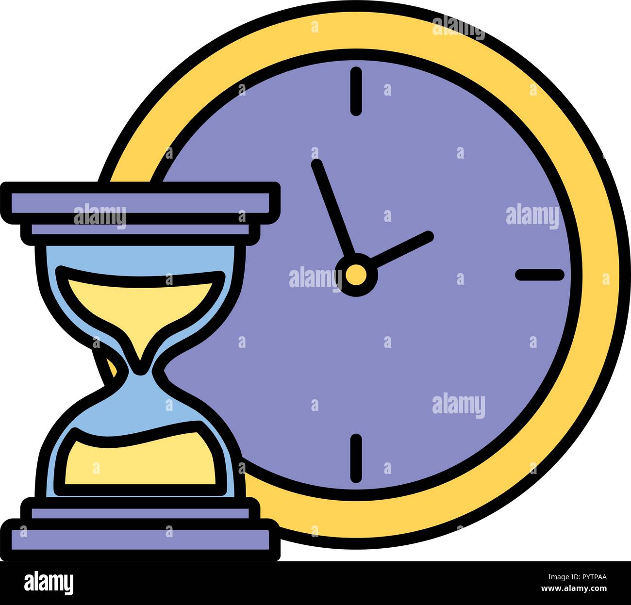 clock and hourglass icon over white background, vector illustration ...