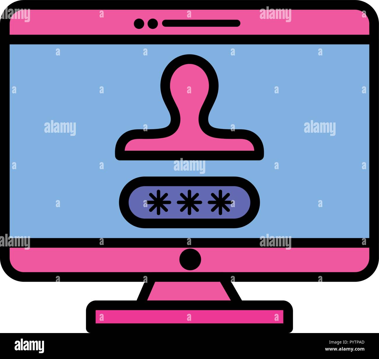 computer with user password over white background, vector illustration ...