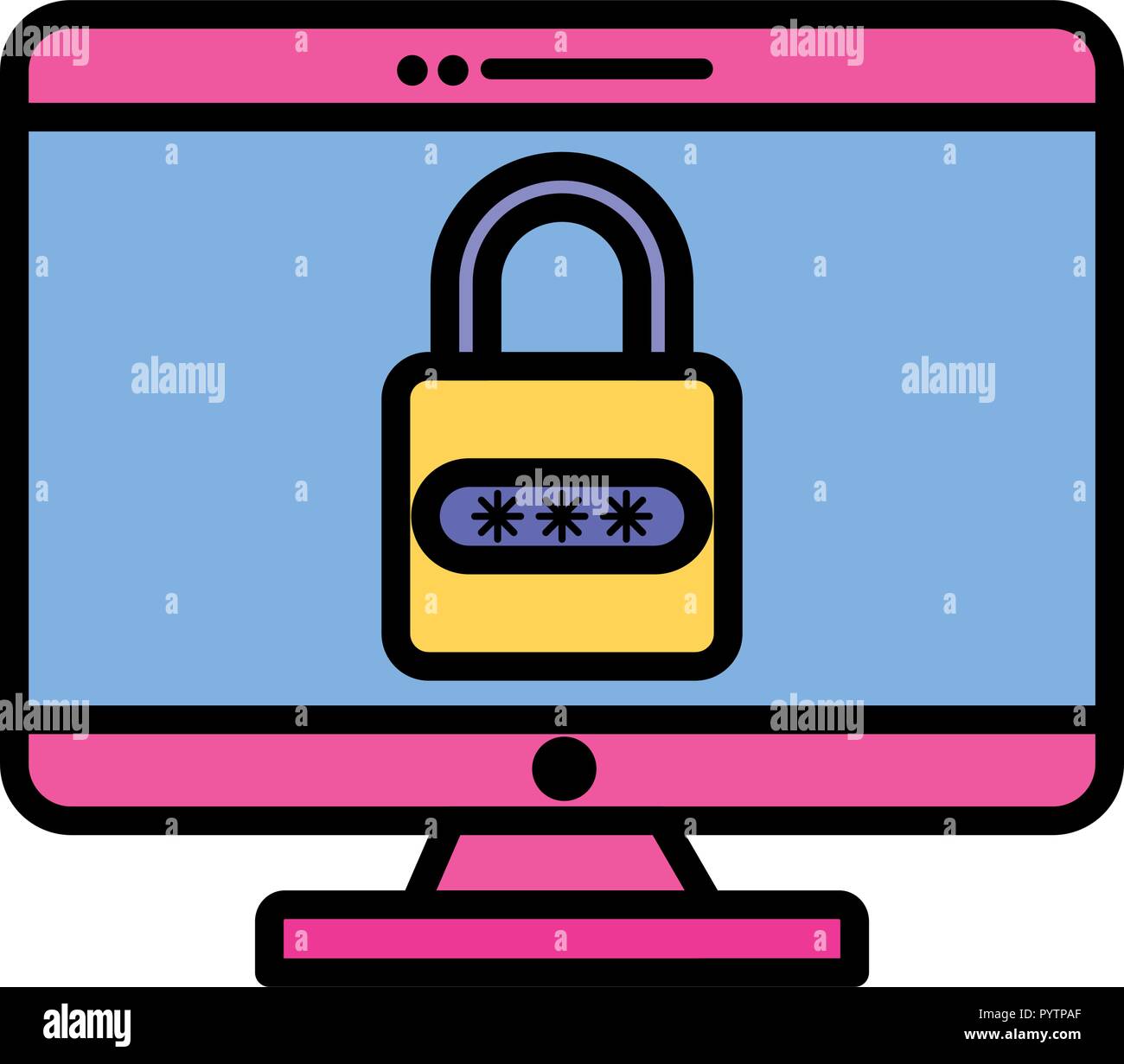 computer with padlock icon over white background, vector illustration ...