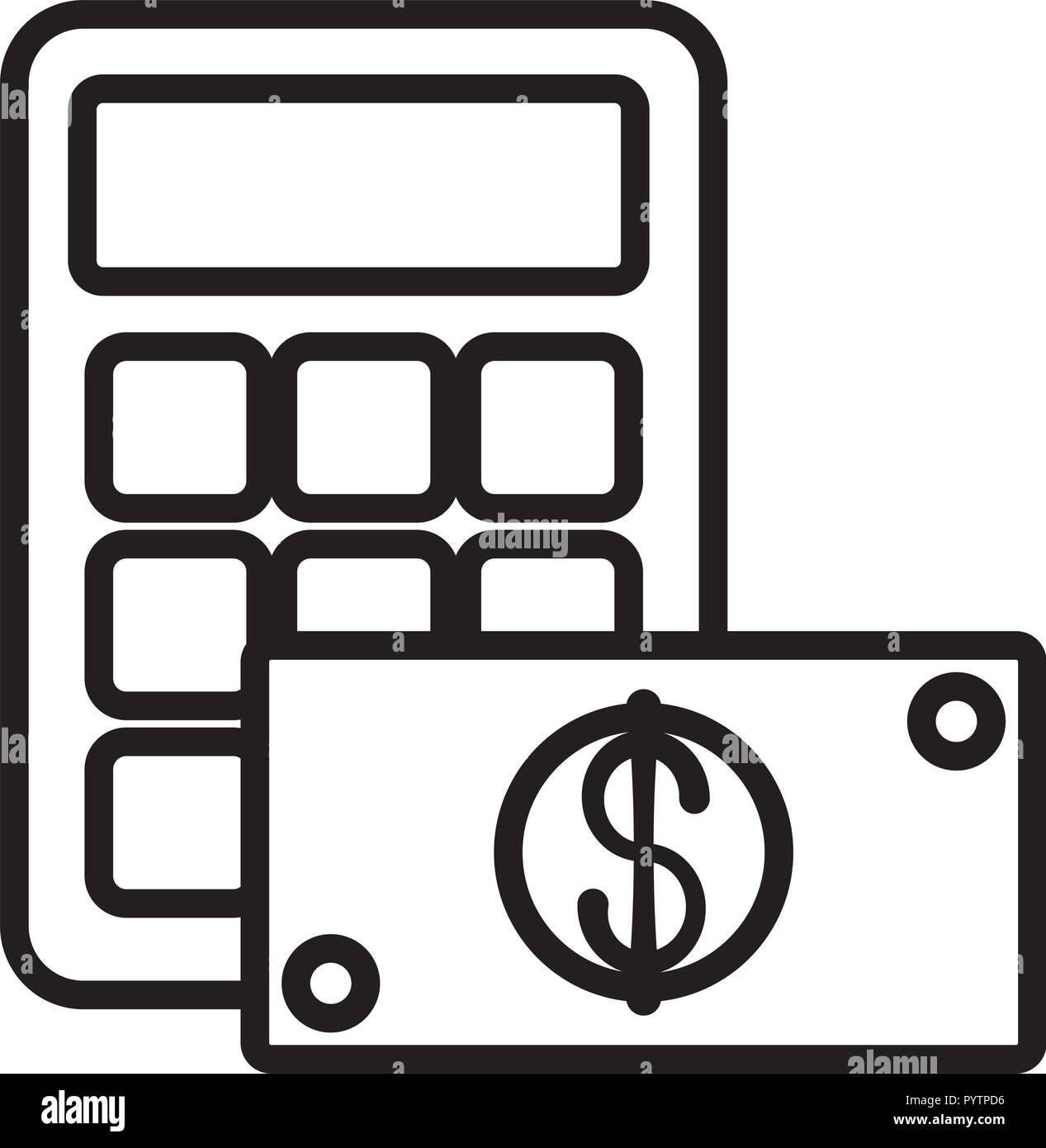 calculator and money bill over white background, vector illustration ...