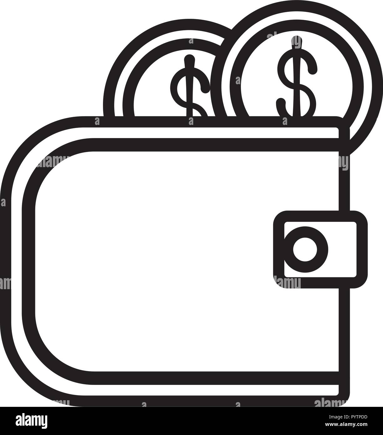 wallet with coins over white background, vector illustration Stock ...