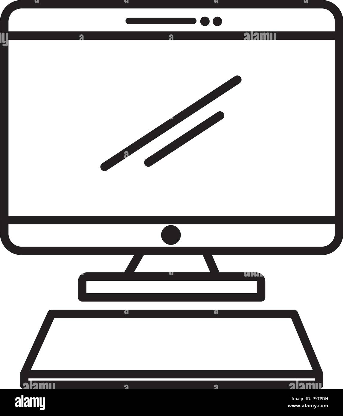 computer monitor and keyboard over white background, vector ...