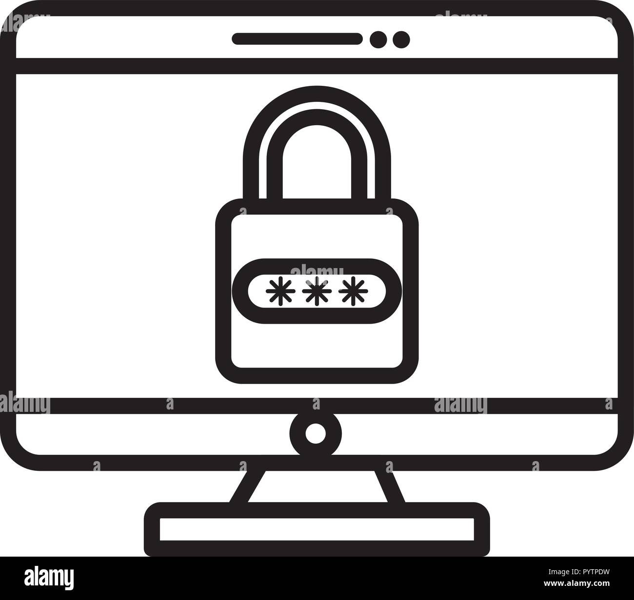 computer with padlock icon over white background, vector illustration ...